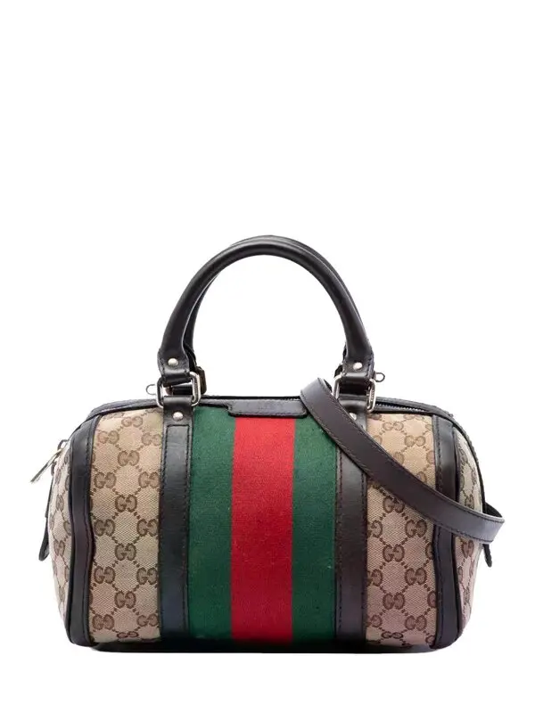 Gucci 2016-2026 Small Gg Canvas Web Joy Boston Bag Satchel - Neutrals