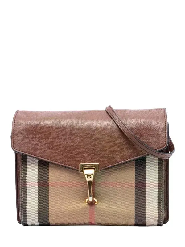 Burberry 2000-2017 Small Leather And House Check Canvas Derby Macken Crossbody Bag - Brown