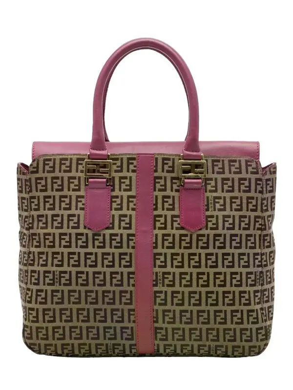 Fendi 2000-2010 Zucchino Trimmed Canvas Handbag - Brown