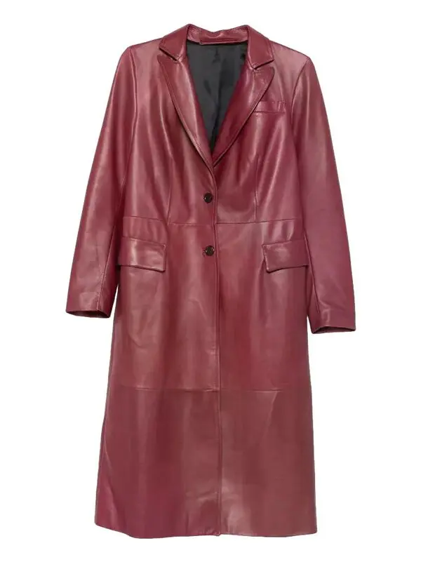 SALVATORE SANTORO Single-breasted Leather Coat - Red