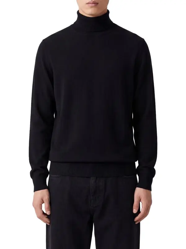 DRUMOHR Turtleneck Sweater In A Fine Wool Blend With Ribbed Trims - Blue