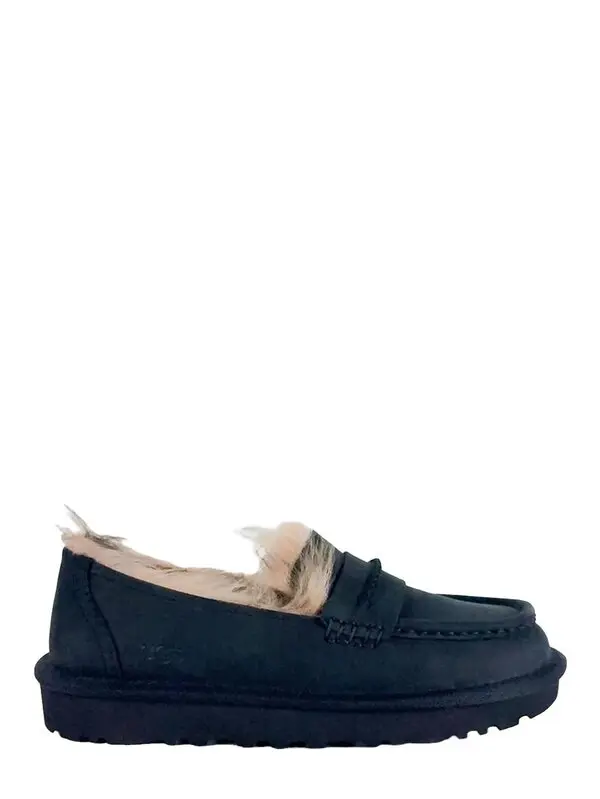 UGG Ellis Nubuck Leather Penny Loafers With Shearling Lining - Black