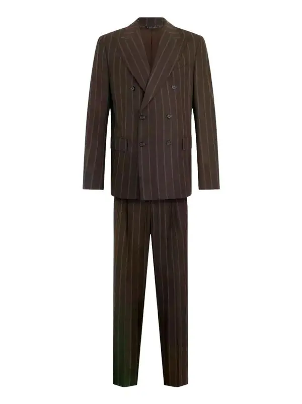Brooks Brothers Pinstripe Double-breasted Suit - Brown