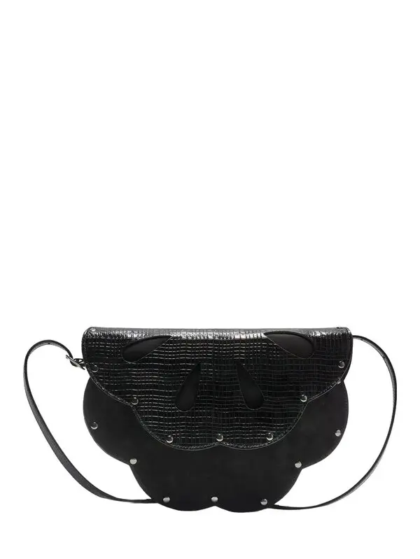 Malìparmi Leather Bloom Crossbody Bag - Black