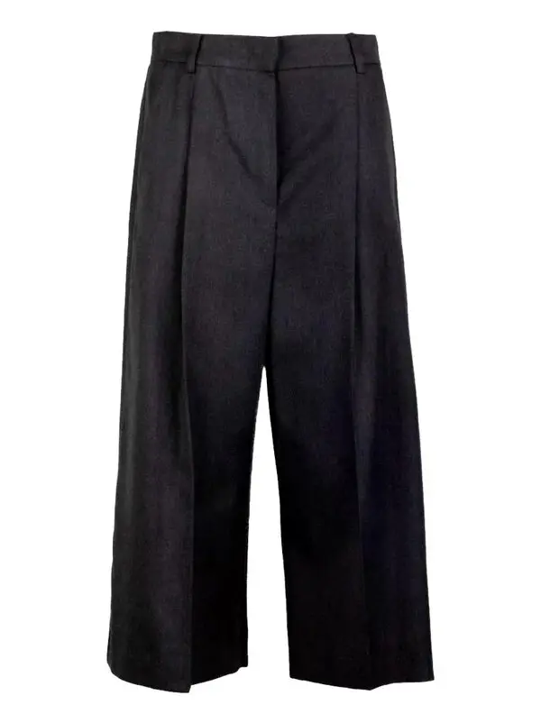 EMME Pleated Wide-leg Cropped Trousers - Grey
