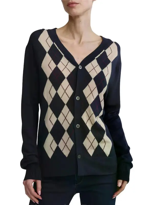 DL1961 Argyle V-neck Cardigan - Blue