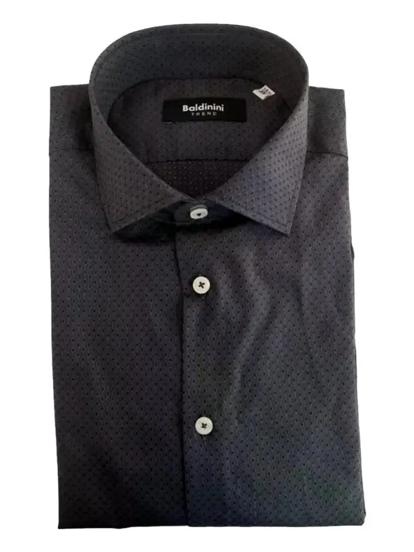 BALDININI Micro-patterned Cotton Shirt - Grey