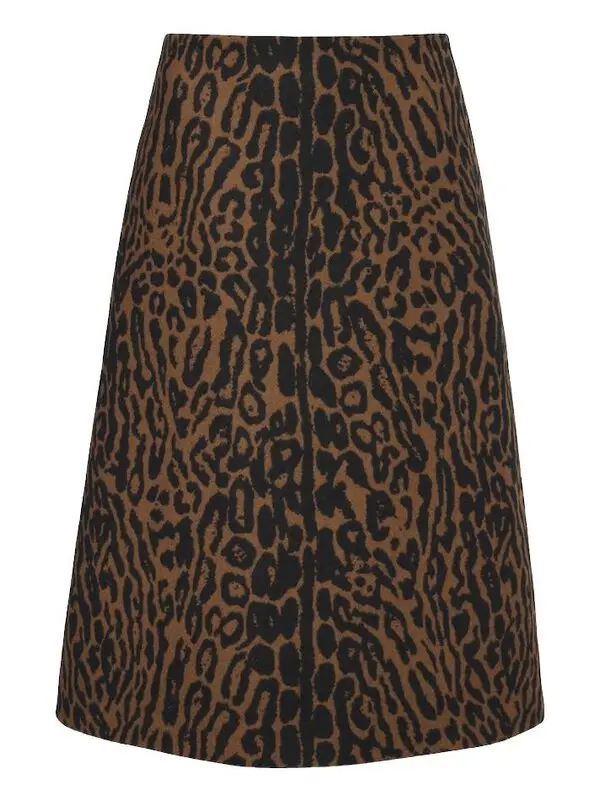 Carolina Herrera Leopard-print Virgin Wool Midi Skirt - Brown