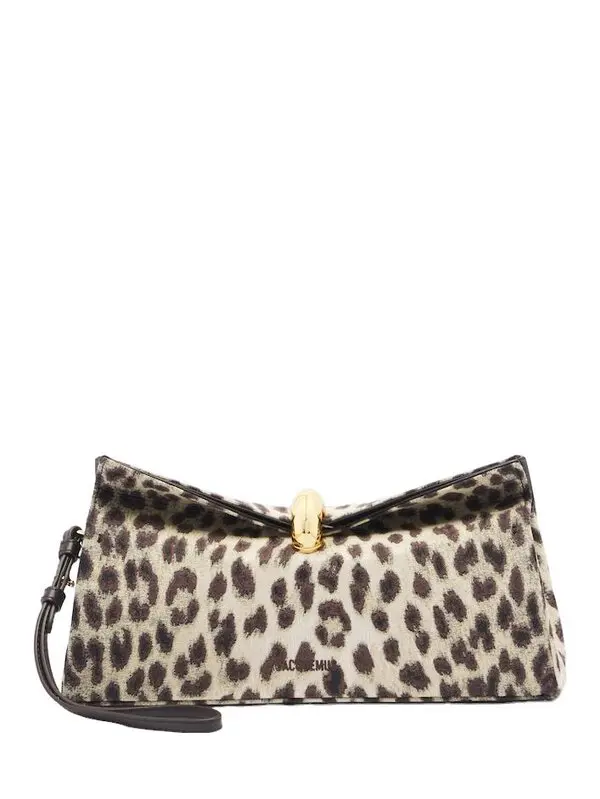 Jacquemus Valerie Leopard-print Canvas Clutch - Beige