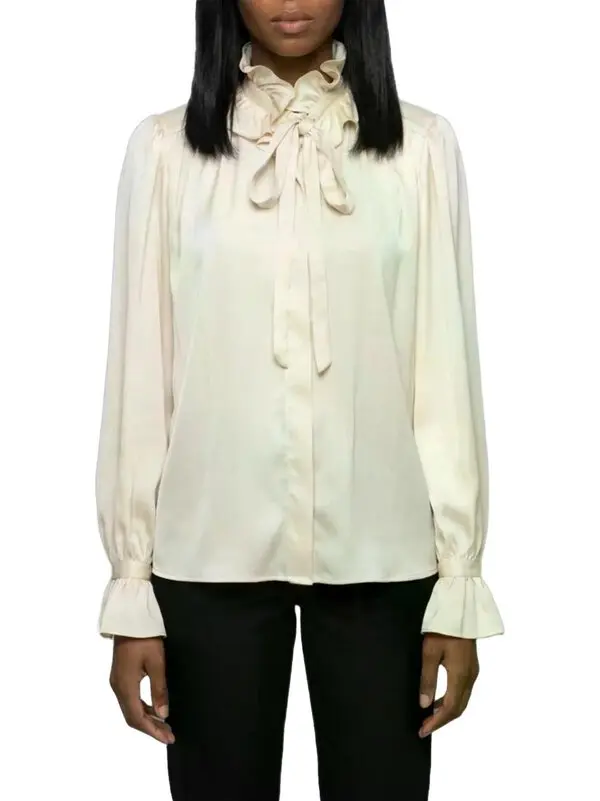 SUTTON NEW YORK Ruffled Pussy-bow Shirt - Neutrals