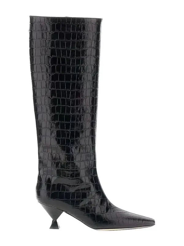 MARIA LUCA Noa Croc-effect Knee-high Boots - Black