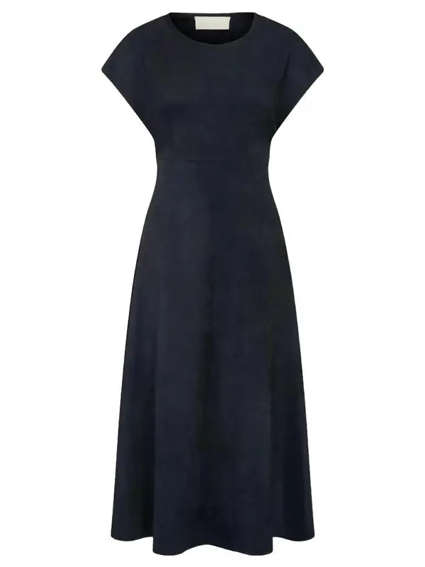 JUVIA Velour Flared Midi Dress - Blue