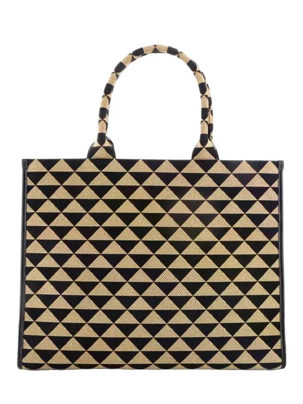 Prada Symbole Shopper Jacquard Large Tote Bag - Black
