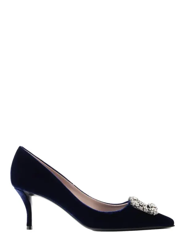 ROGER VIVIER Flower Strass 65 Crystal-embellished Velvet Pump - Purple