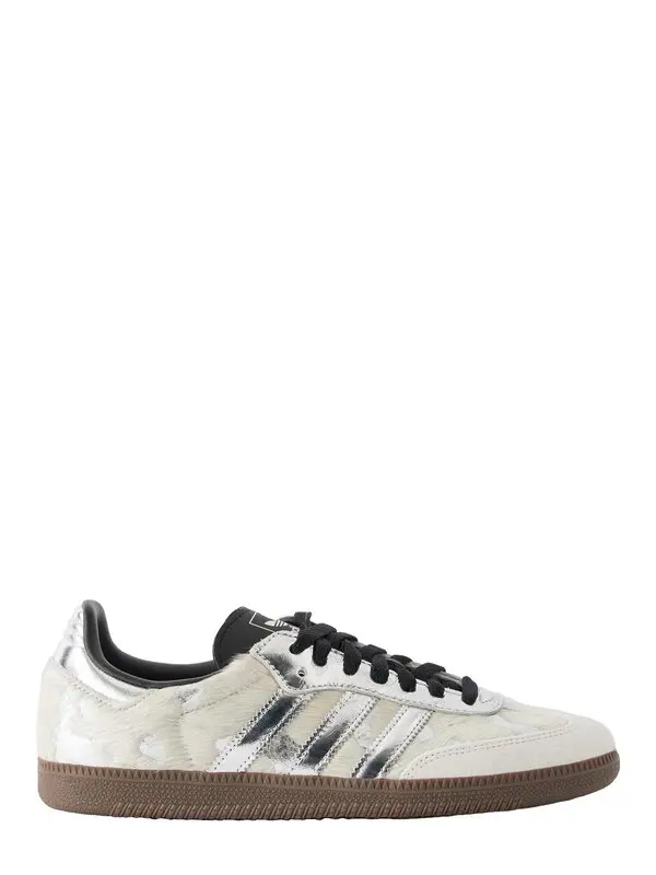 ADIDAS ORIGINALS Samba Og Calf Hair-trimmed Metallic Leather Sneakers - Multi