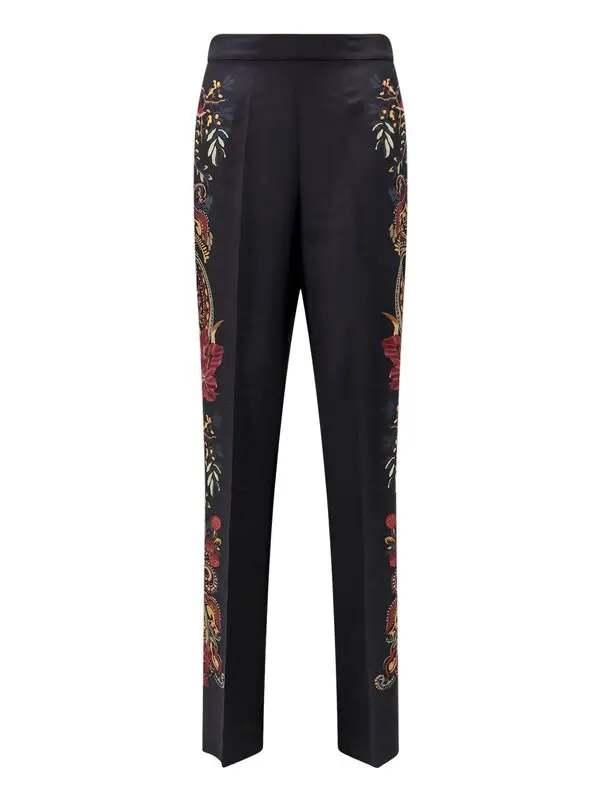 Etro Silk Trousers With Paisley Pattern - Black