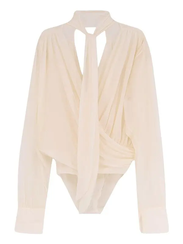 AMAZUIN Keila Sheer Stretch Tulle Bodysuit - White