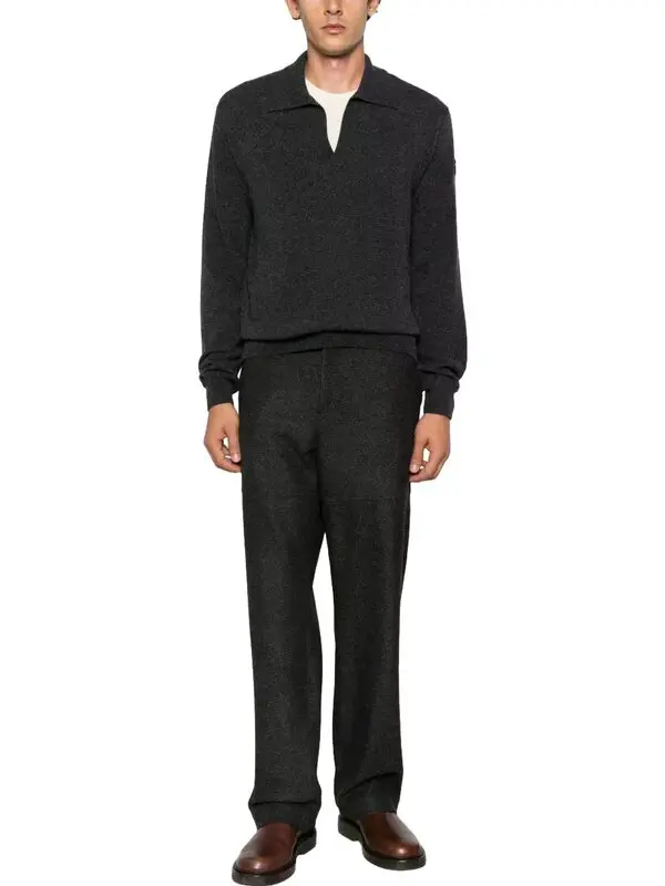 Moncler Logo-patch Polo Sweater - Grey