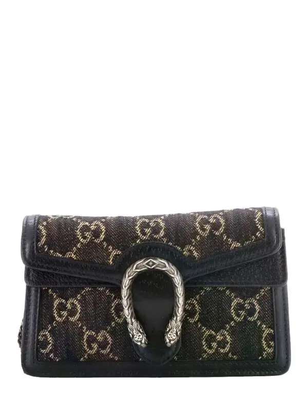 Gucci Dionysus Bag Gg Denim Super Mini Crossbody Bag - Black