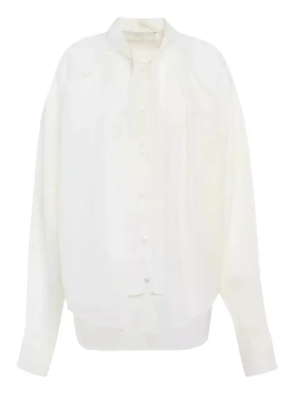 TELA Pleated Long-sleeve Blouse - White
