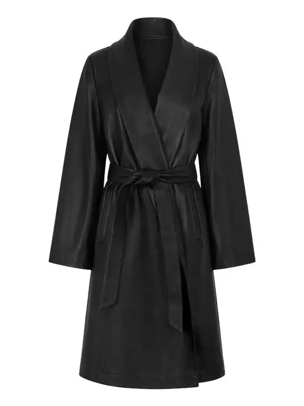 Nour Hammour Sylvie Belted Shawl-collar Coat - Black