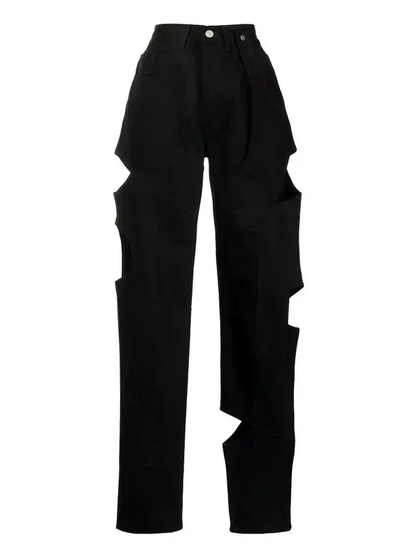 HELIOT EMIL Asymmetric Cut-out Straight Leg Jeans - Black