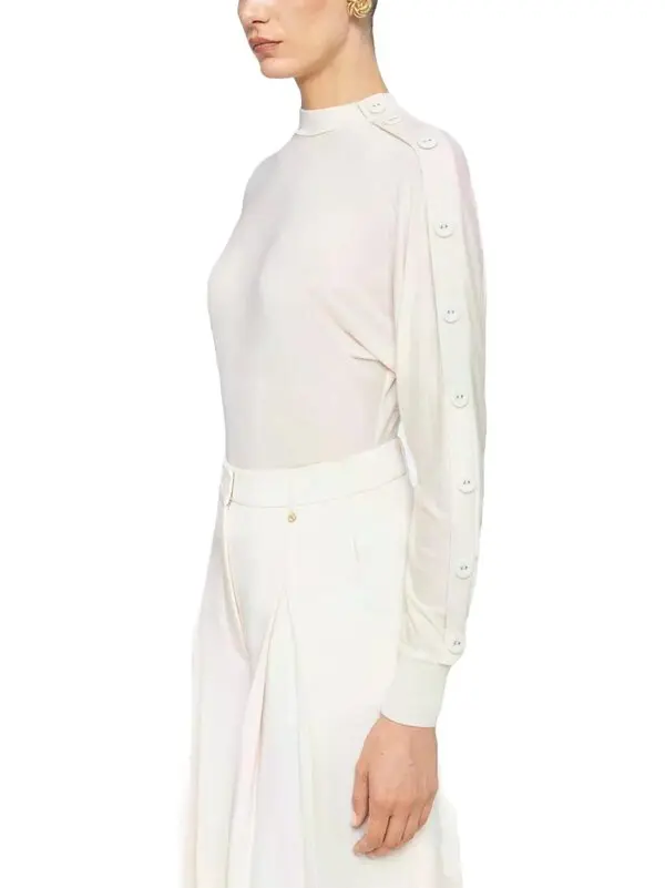 NISSA Tencel™ And Wool Button-detail Top - Neutrals