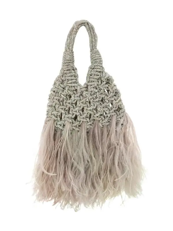 HIBOURAMA Mini Vannifique Plumes Tote Bag - Silver