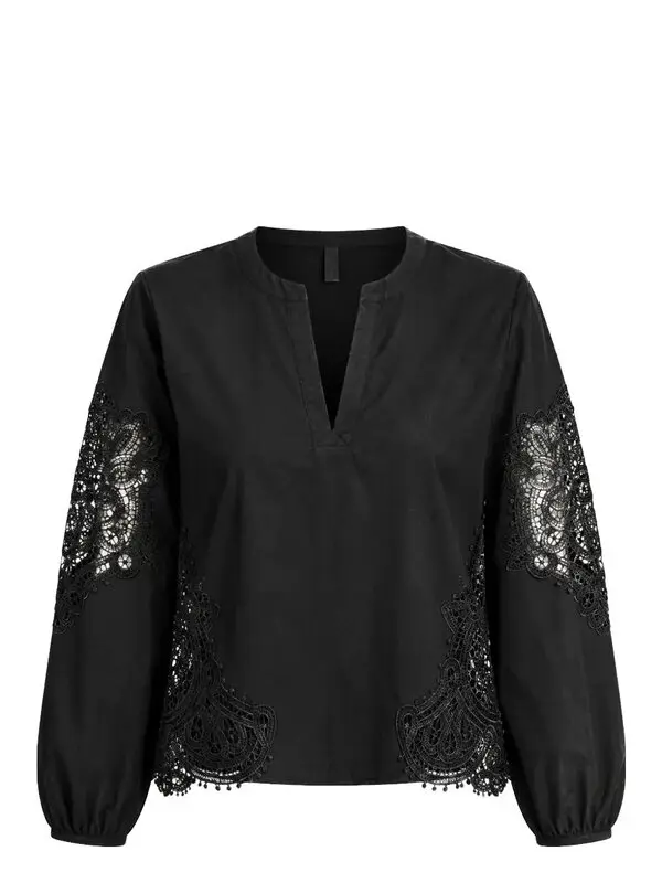 KAOS Lace-panelled V-neck Blouse - Black