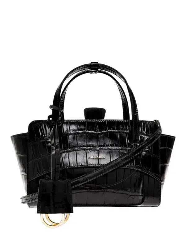 HIDESINS Flap S Crocodile-effect Leather Tote Bag - Black