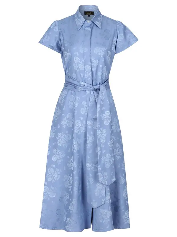LIONESS BY TF Sky Petals Short Sleeve Shirt Dress - Blue