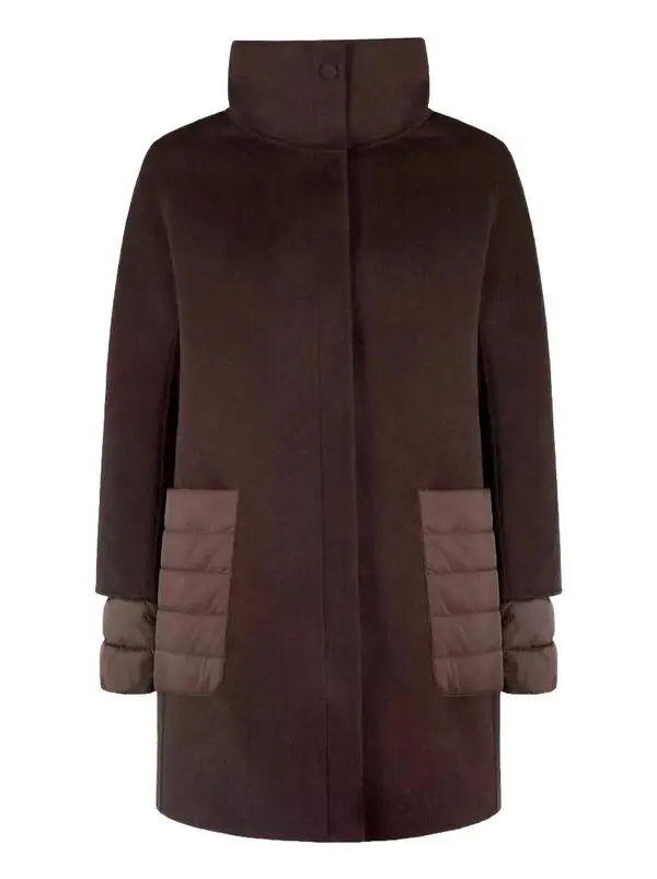 PEOPLE OF SHIBUYA Quilted-panel High-neck Coat - Brown