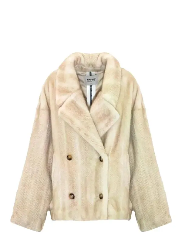 SWORD 6644 Ribbed Faux-fur Coat - Neutrals