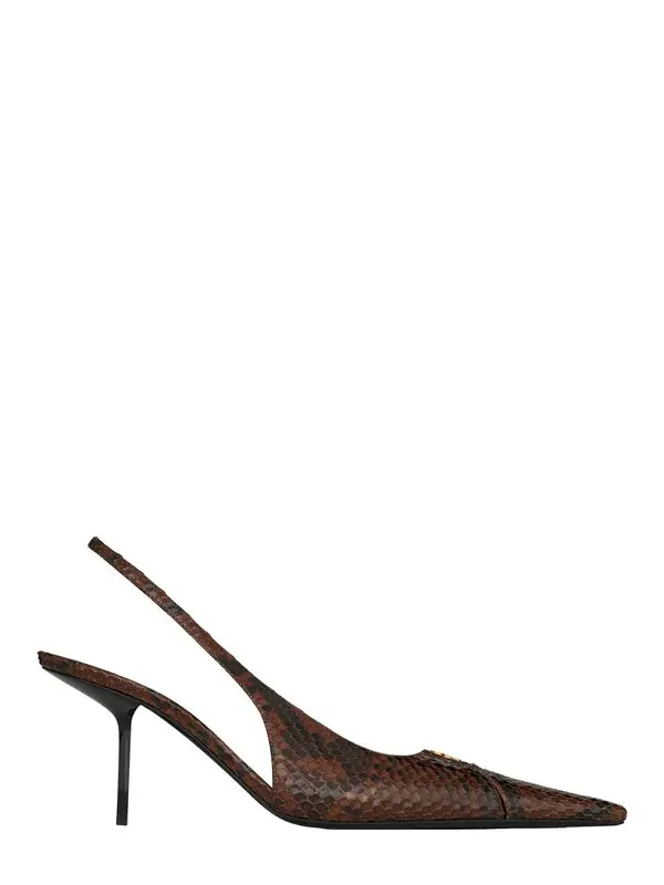 Saint Laurent Snakeskin Babylone Slingback Pumps 75 - Nude