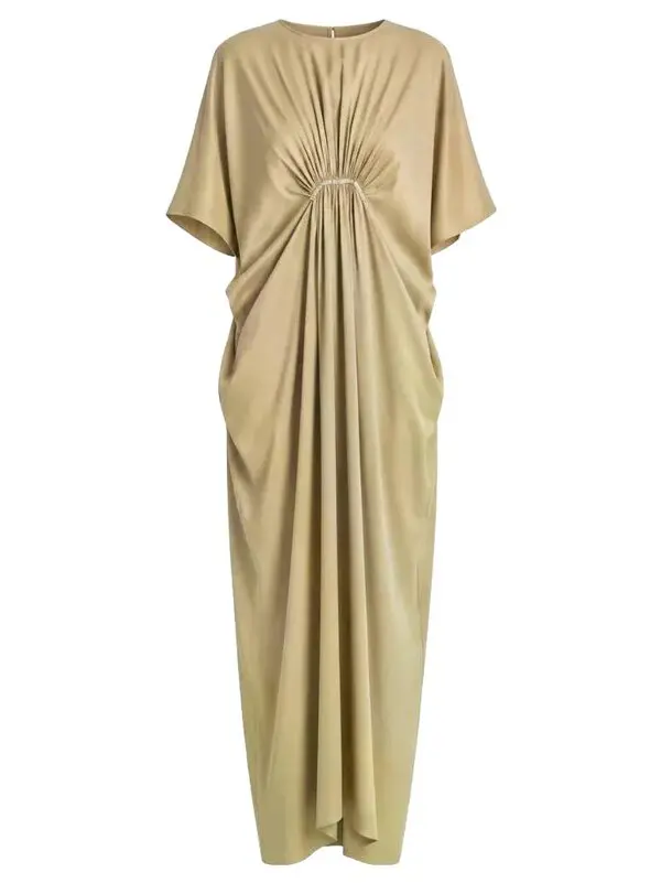 IRINA SCHROTTER Aysha Crystal-embellished Draped Maxi Dress - Neutrals