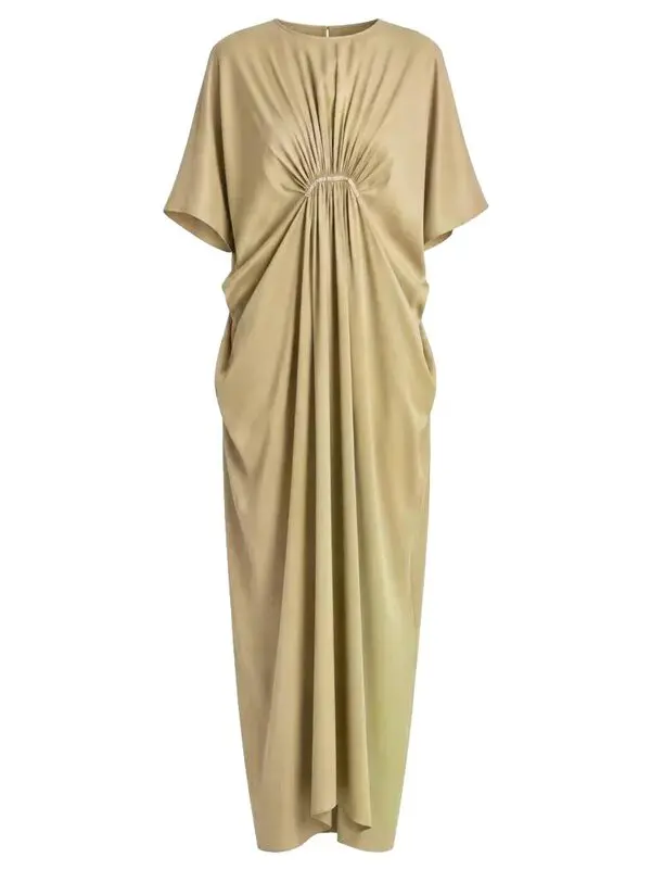 IRINA SCHROTTER Aysha Crystal-embellished Draped Midi Dress - Neutrals