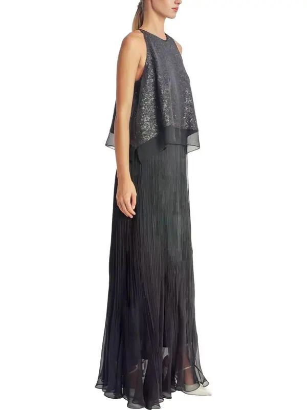 IRINA SCHROTTER Libra Sequin-embellished Pleated Maxi Dress - Black