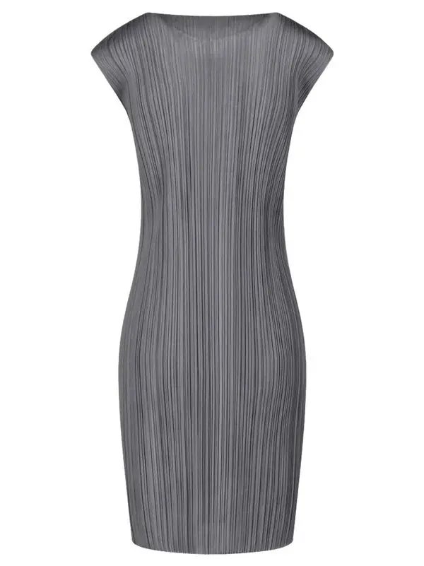 Issey Miyake Plissé-effect Mini Dress - Grey