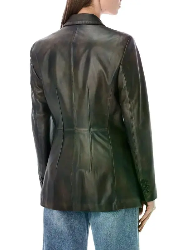 SWD BY S.W.O.R.D. Rub-off Leather Blazer - Brown