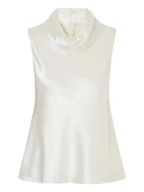 LESET Barb Draped Satin Blouse - Neutrals