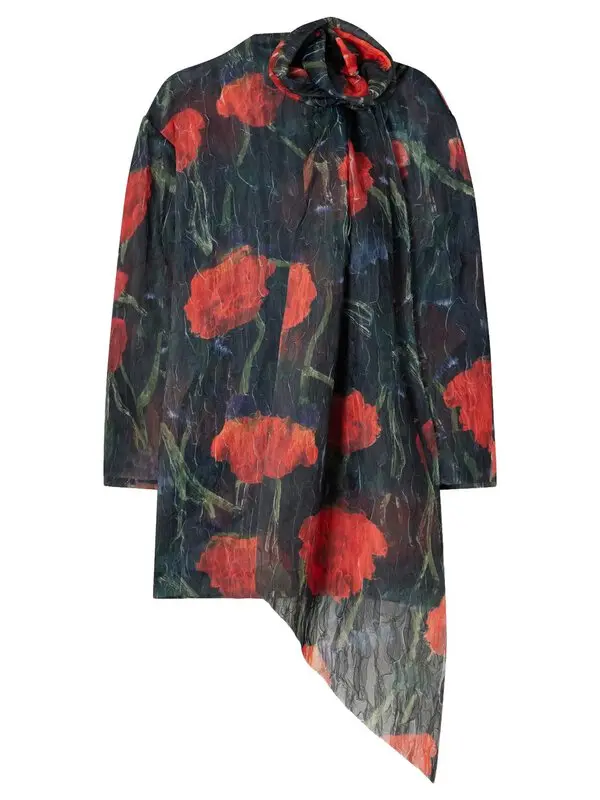 WILLY CHAVARRIA Floral-printed Stretch-organza Mini Dress - Multi