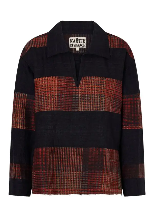 KARTIK RESEARCH Checked Block-print Patchwork Silk-twill Shirt - Multi