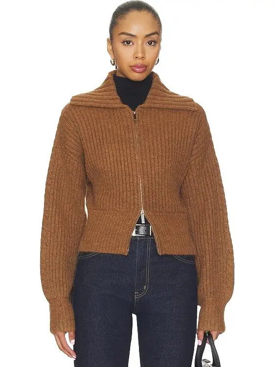 AMUR Emery Cable Knit Top - Brown