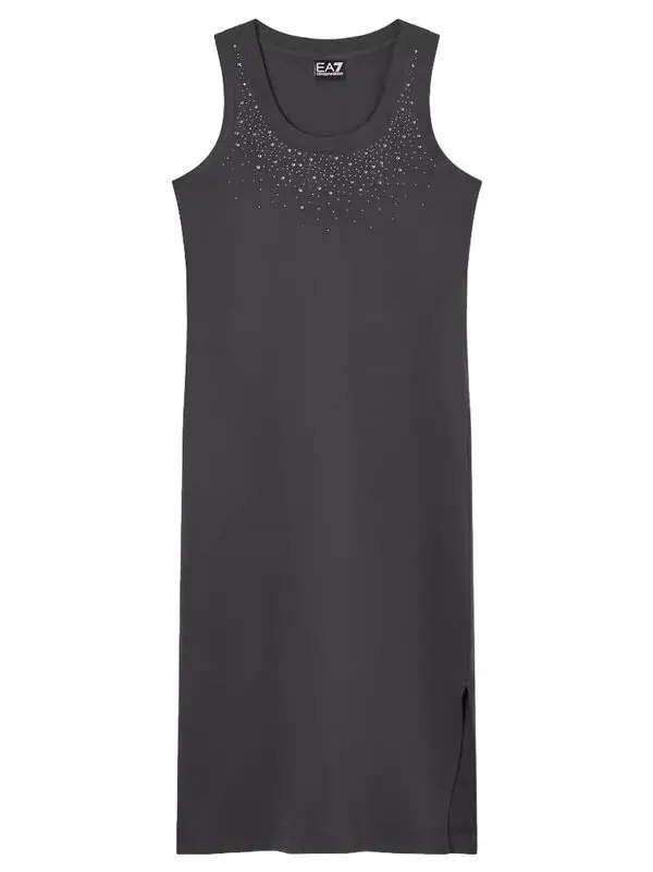 EA7 Rhinestone-embellished Sleeveless Midi Dress - Grey