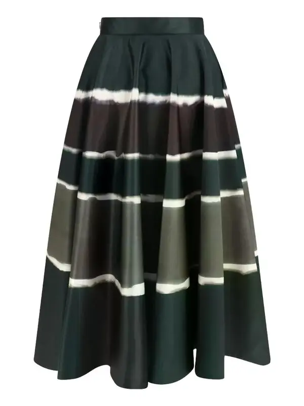 SARA ROKA Tabba 85 Pleated Horizontal-stripe Skirt - Green