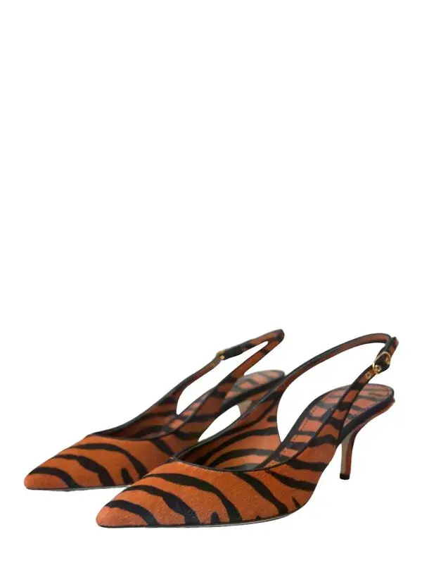 Dolce & Gabbana Animal-print Calf-hair Pumps - Orange