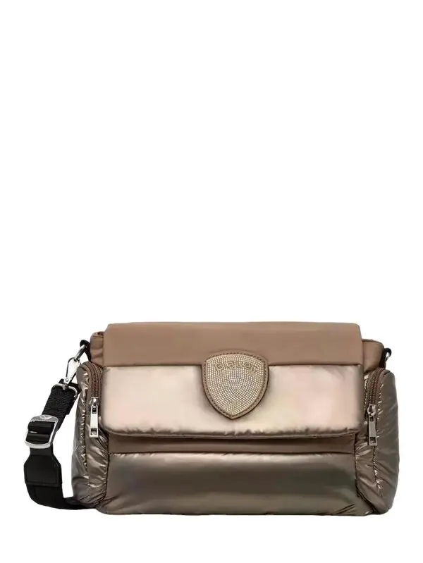BLAUER. Padded Crystal-logo Shoulder Bag - Neutrals