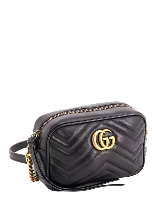 Gucci Gg Marmont Shoulder Bag Matelasse Leather Mini Crossbody Bag - Black