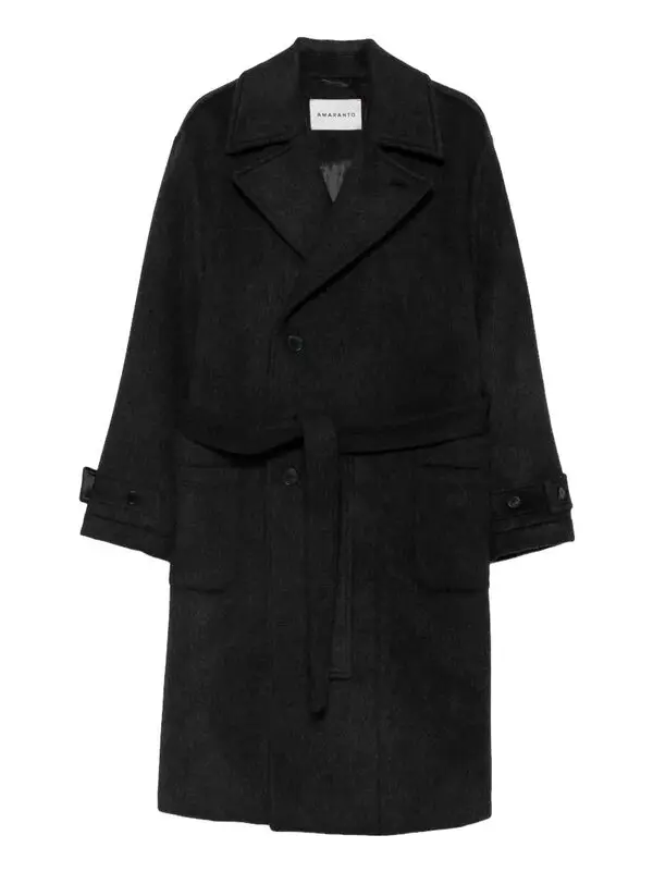 AMARANTO Belted Button-fastening Coat - Grey