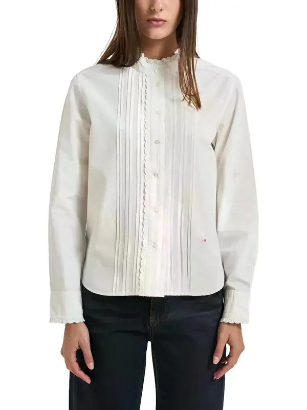 MARANT ETOILE Pintuck-pleat Lace-trim Shirt - White